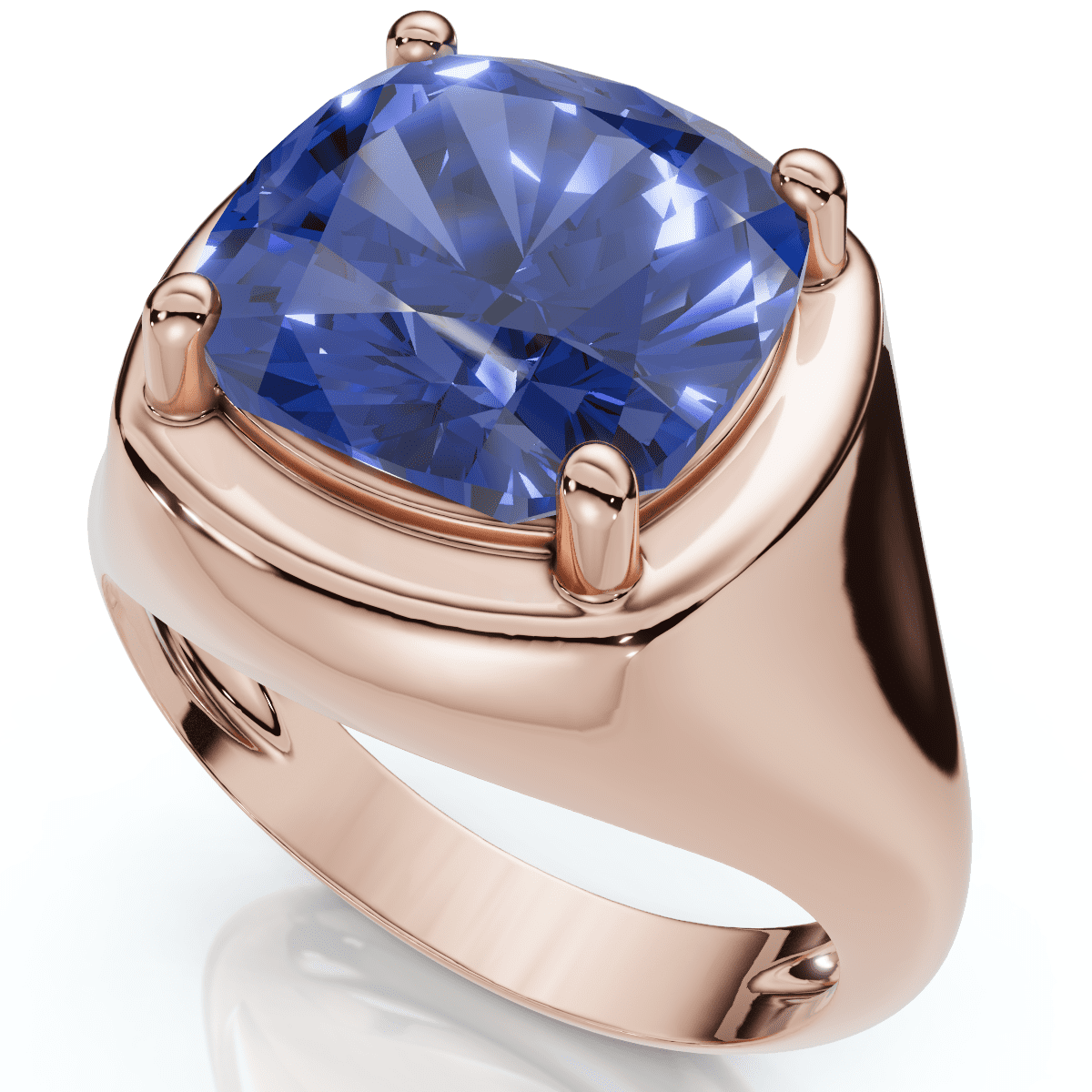 Pompeii 5Ct Cushion Blue Sapphire Button Ring 14k Gold lab Grown ...