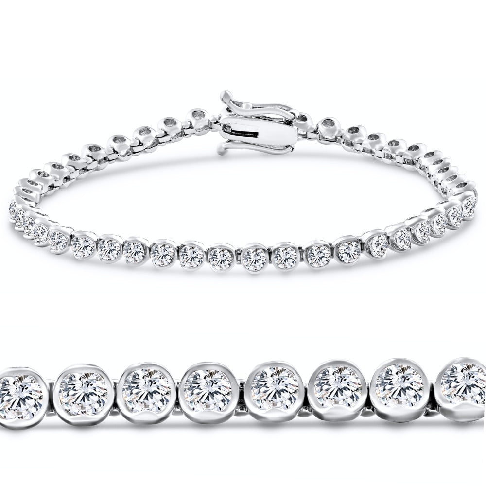 Pompeii 5Ct Diamond Half Bezel Tennis Bracelet 14k White or Yellow Gold 7" Lab Grown - Walmart.com