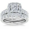 Pompeii 1 1/6ct Princess Cut Cushion Halo Diamond Engagement Ring Set 14K White Gold - Walmart.com