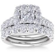 Pompeii 1 1/6ct Princess Cut Cushion Halo Diamond Engagement Ring Set 14K White Gold - Walmart.com
