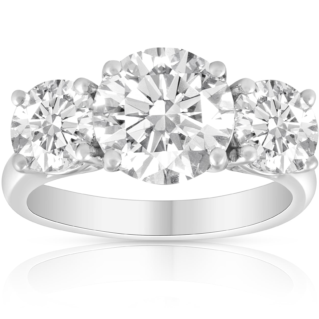 Pompeii 5Ct Three Stone Moissanite Ring 10k White Gold (,) - Walmart.com