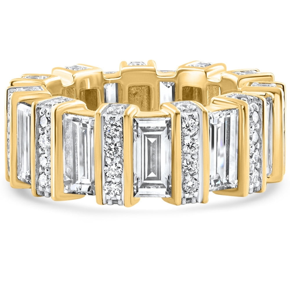 Pompeii 6 Ct Emerald Cut Designer Wide Diamond Eternity Wedding Ring ...