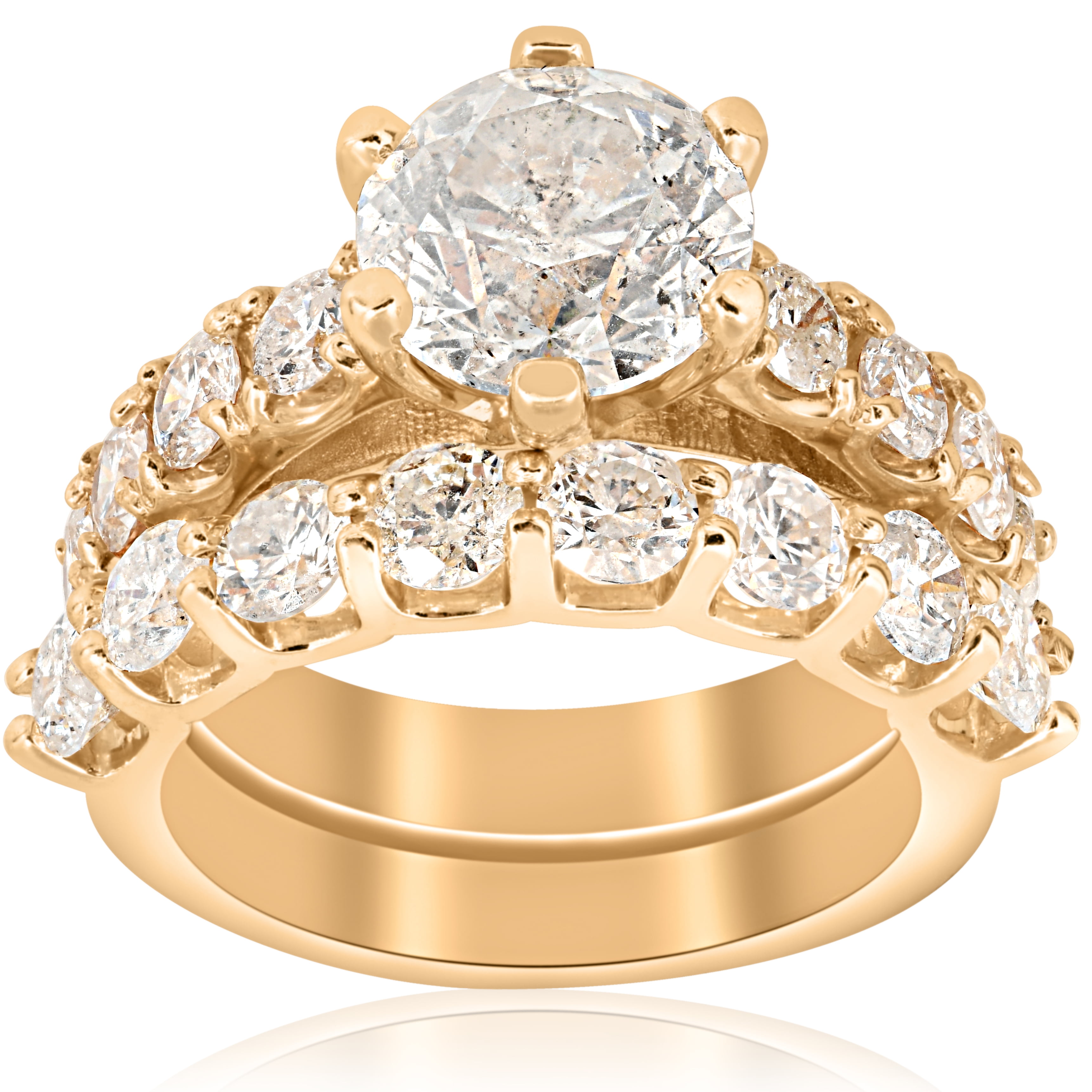 Pompeii 6 cttw Diamond Engagement Matching Wedding Ring 14k Yellow Gold ...