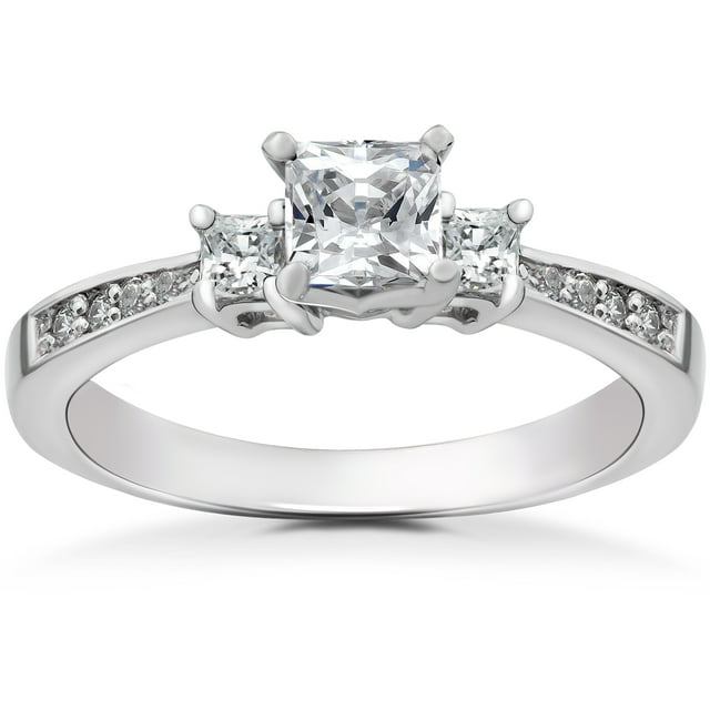 Pompeii 7/8 ct Princess Cut Diamond 3-Stone Solitaire Engagement Ring ...