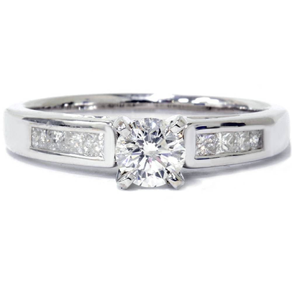 Pompeii 7/8ct Princess Cut Cathedral Diamond Engagement Ring 14K White Gold (G/H,I1-I2 ...