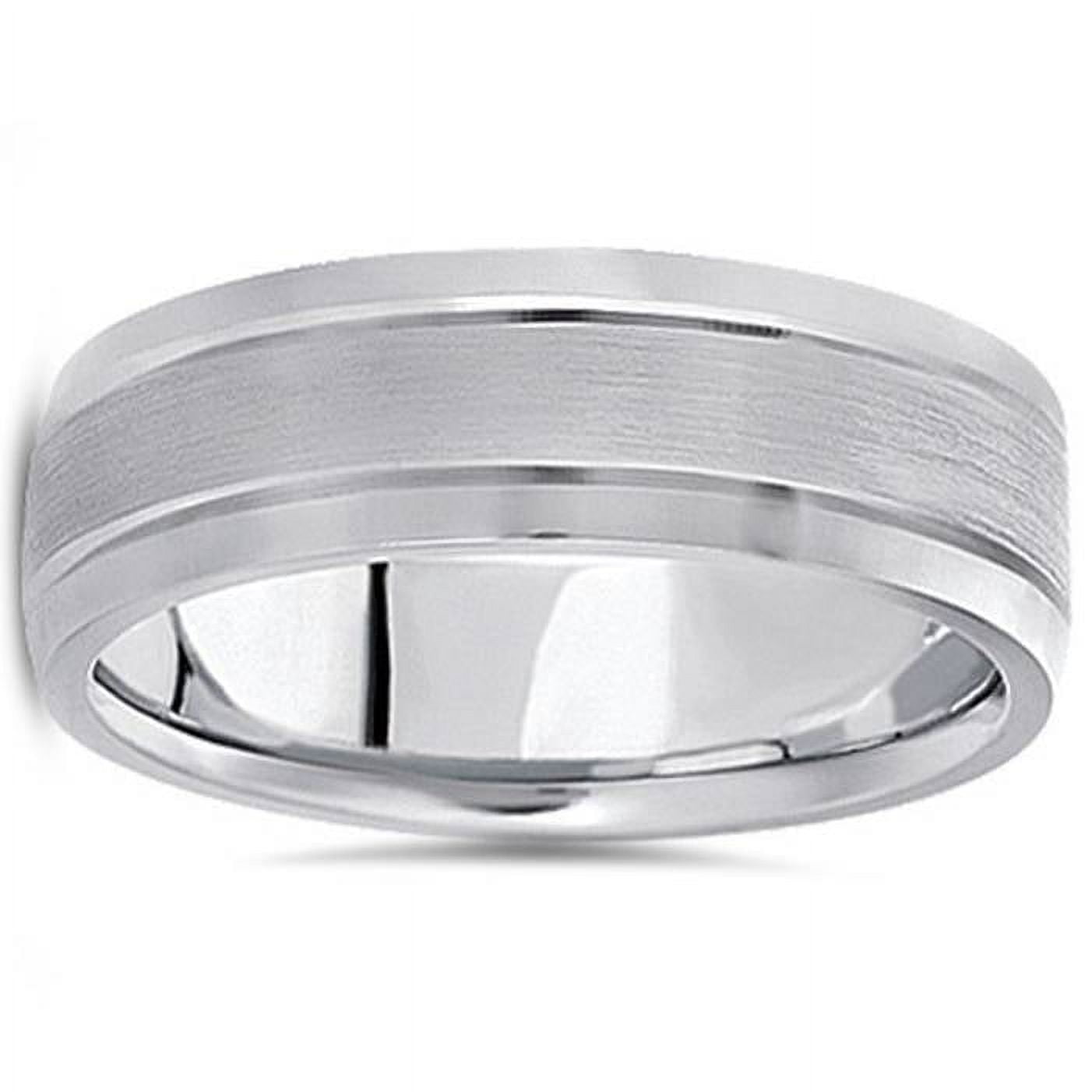 Pompeii 7mm Mens Brushed Flat Wedding Band 14K White Gold (,) - Walmart.com