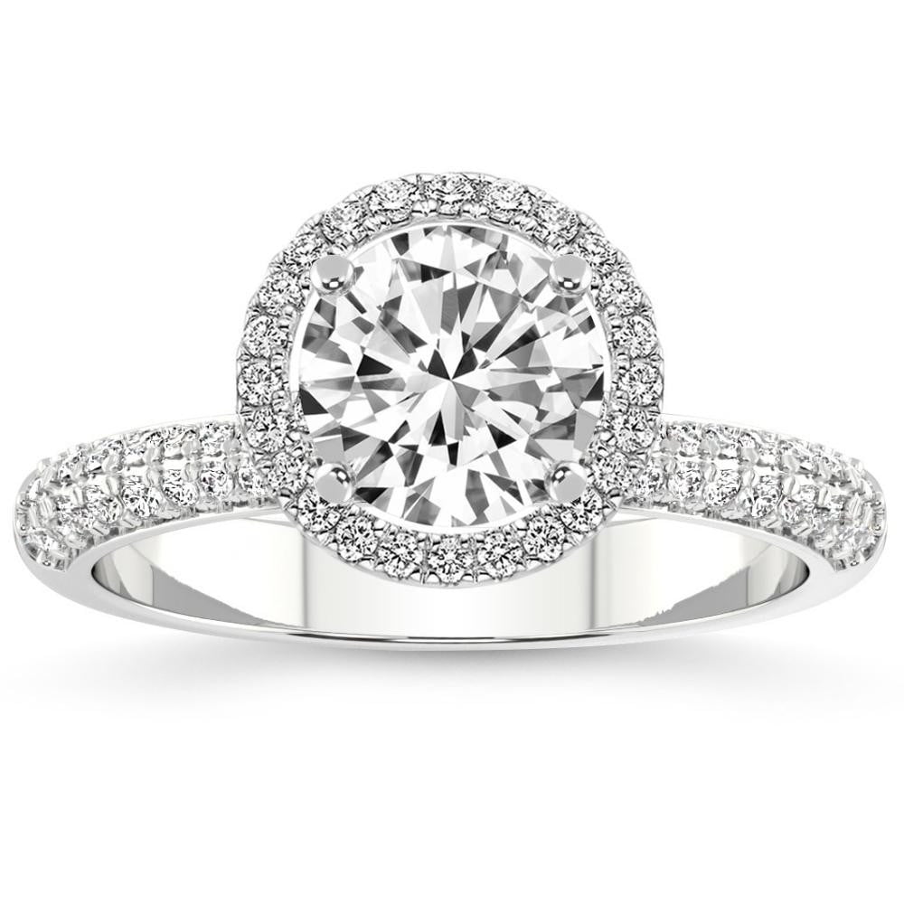 Pompeii .86Ct Pave Diamond Halo Engagement Ring Lab Grown White, Yellow, or Rose Gold - Walmart.com