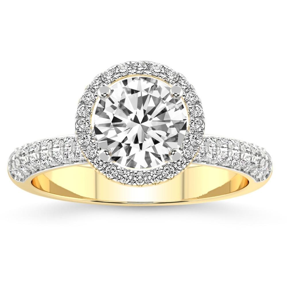 Pompeii .86Ct Pave Diamond Halo Engagement Ring Lab Grown White, Yellow, or Rose Gold - Walmart.com