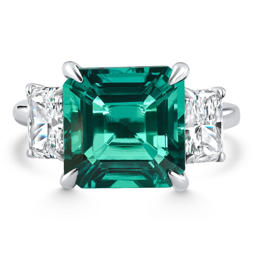 Pompeii 8Ct Asscher Cut Emerald & Diamond Ring 14k Gold or Platinum Lab ...