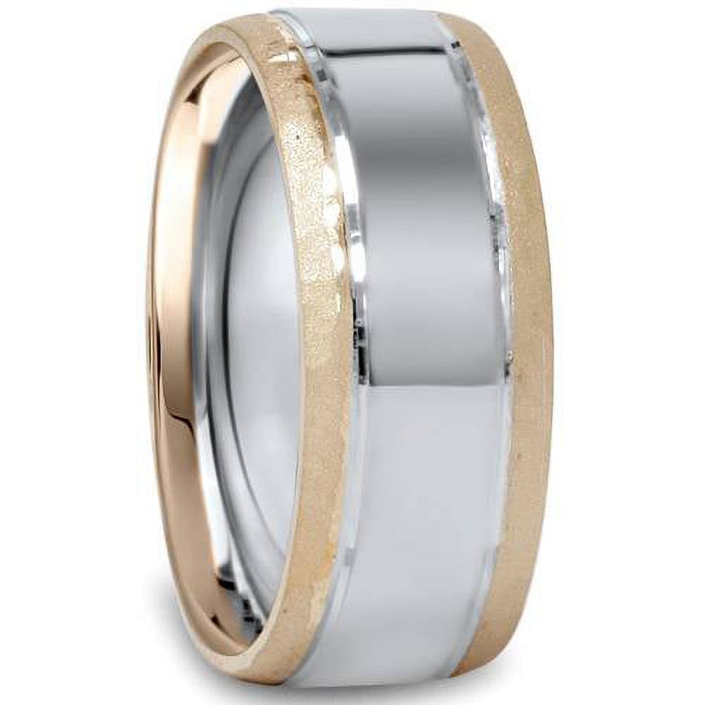 Pompeii 8mm Hammered Two Tone Mens 14K Gold Wedding Band (,) - Walmart.com