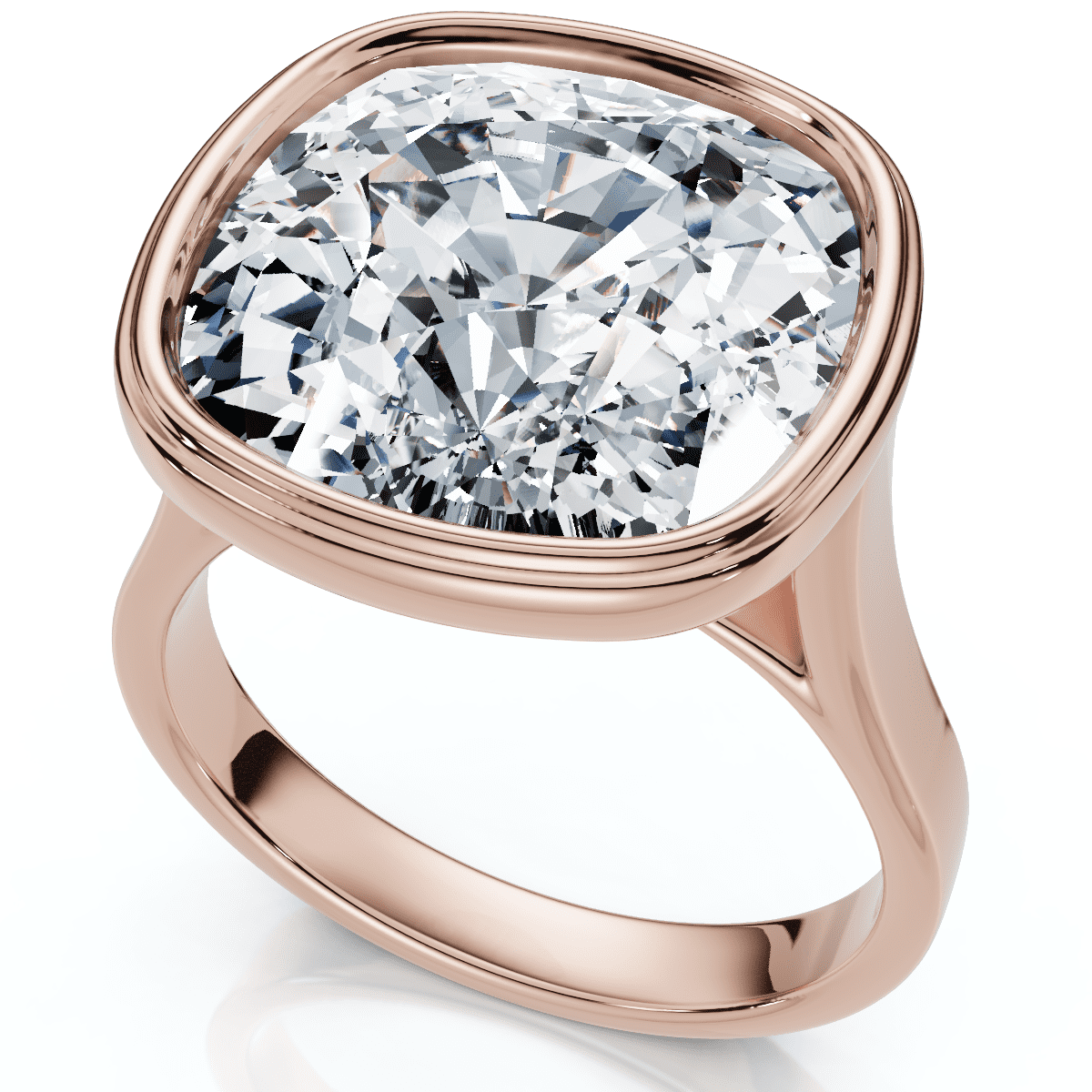 Pompeii 9mm Cushion Moissanite Bezel Engagement Ring 14k Gold ...