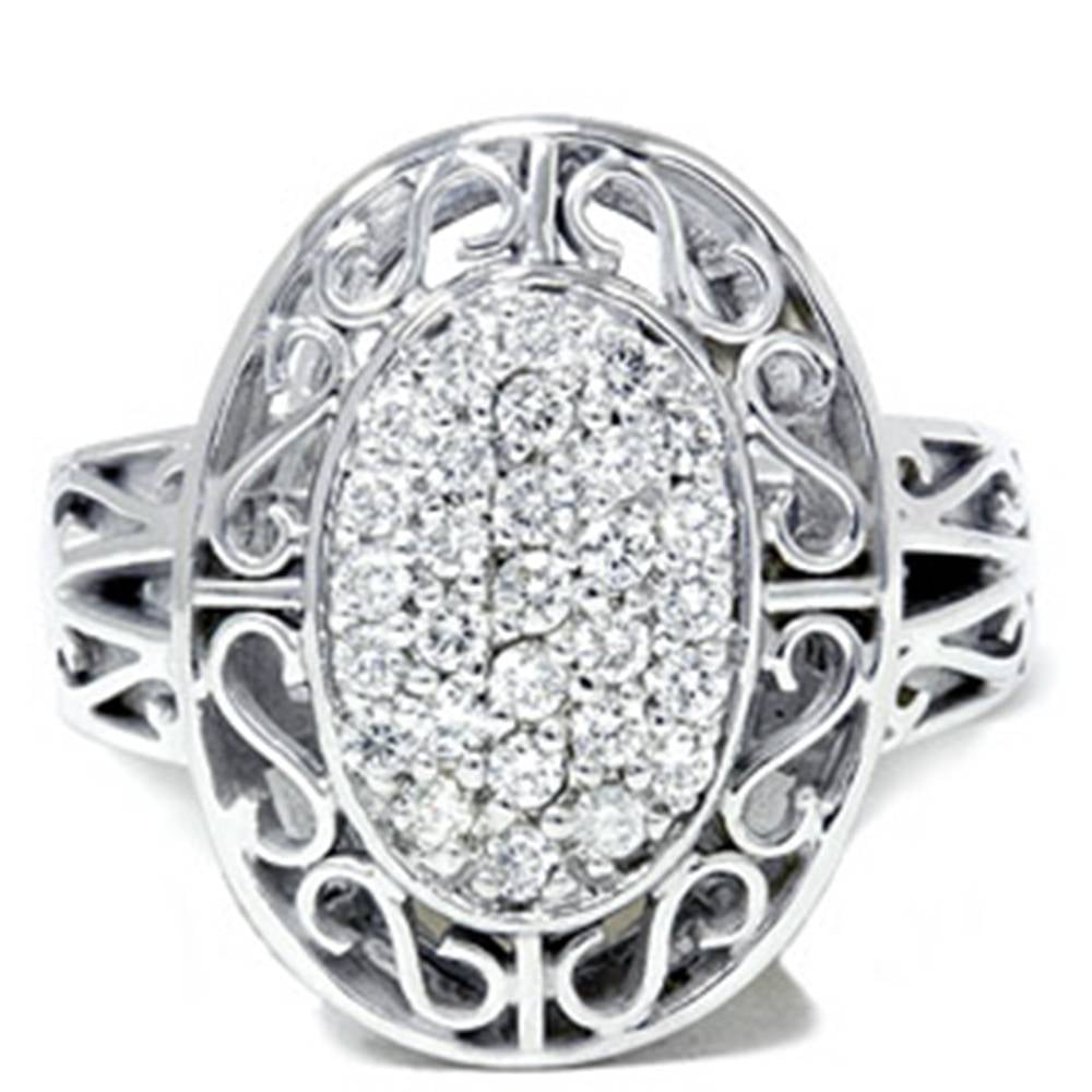 Pompeii Antique 3/4 Ct Large Pave Diamond 10k White Gold Ring (G/H,I1 ...