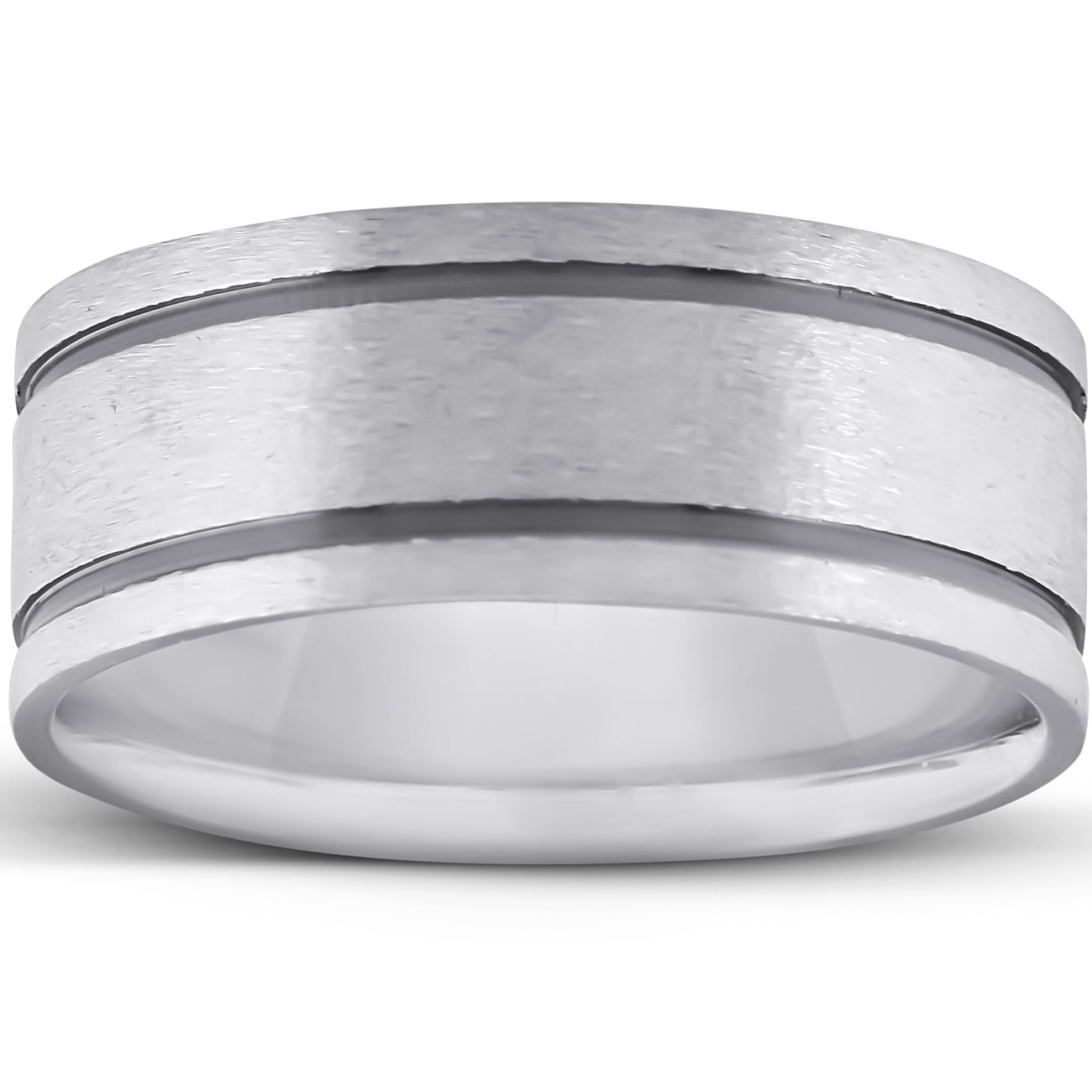 Pompeii Brushed Double Inlay Wedding Band 10K Black & White Gold ...