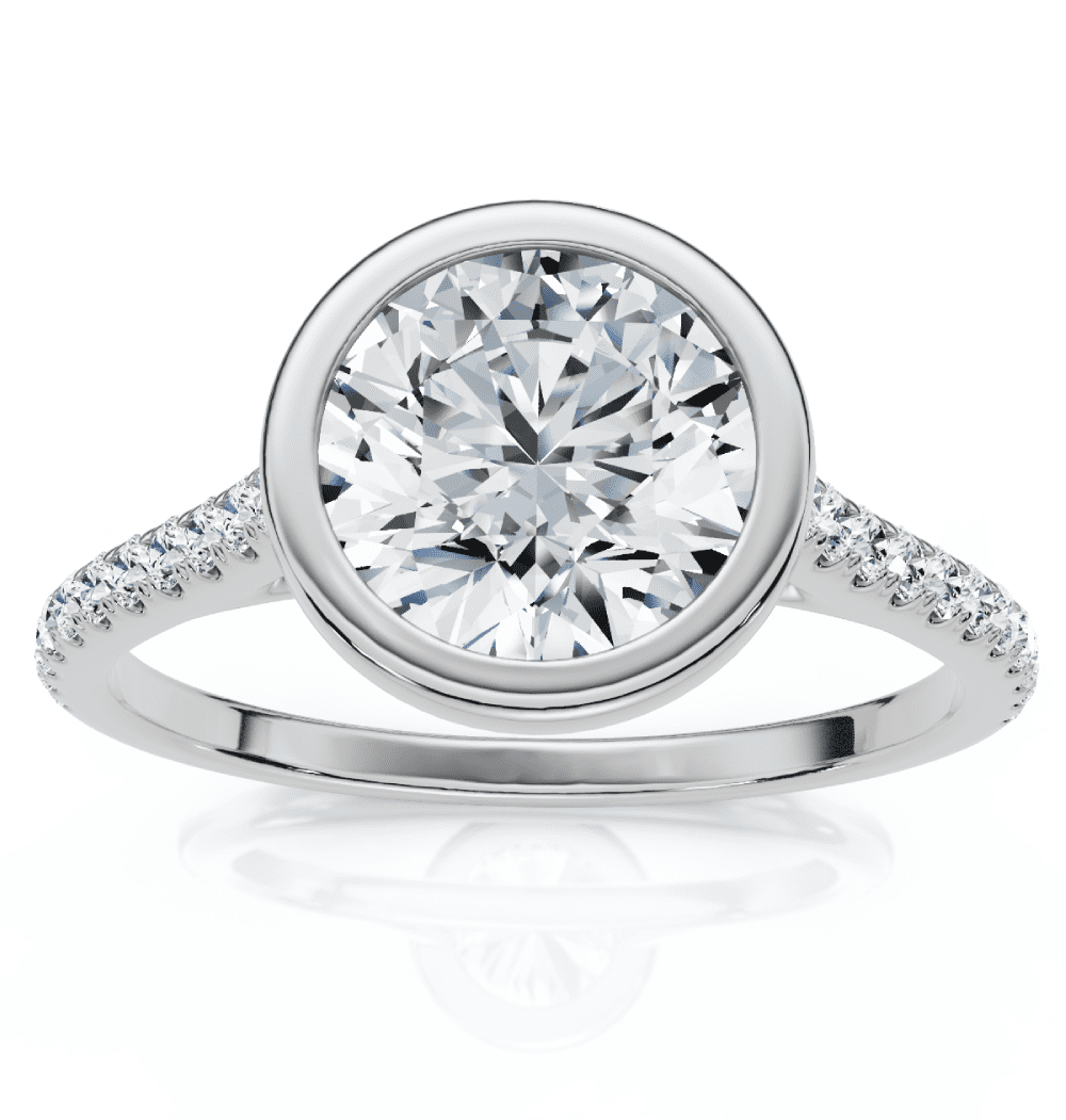 Pompeii Certified 1 1/2ct Diamond Bezel With Accent Engagement Ring 14k Gold Lab Grown - Walmart.com