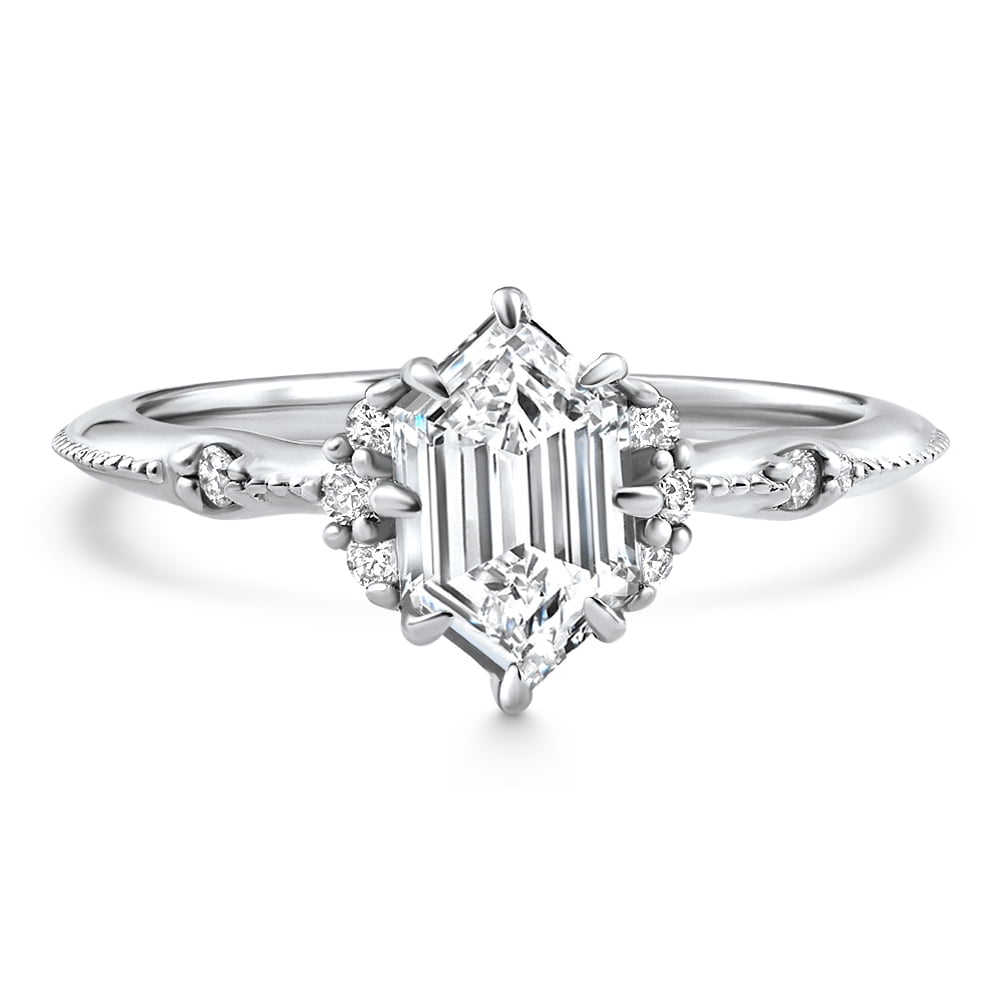 Hexagon Diamond Engagement Ring