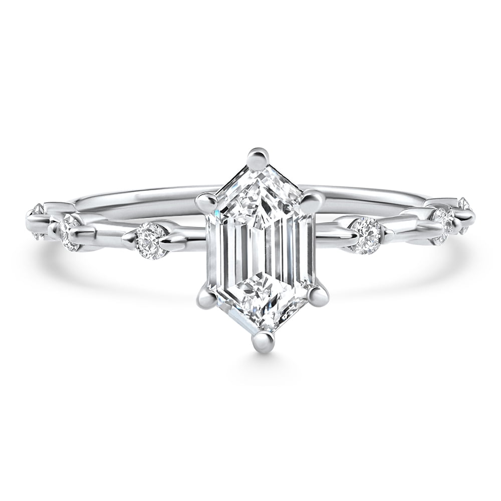 Pompeii Certified 1 1/3Ct Hexagon Diamond Jamie Engagement Ring 14k ...