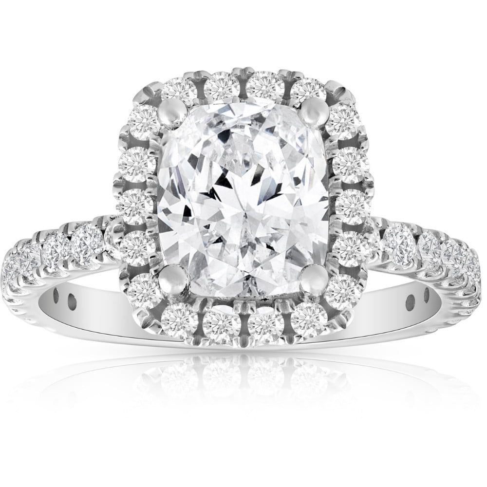 Pompeii Certified 2 1/2Ct Cushion Halo Diamond Engagement Ring 14k Gold Lab Grown - Walmart.com