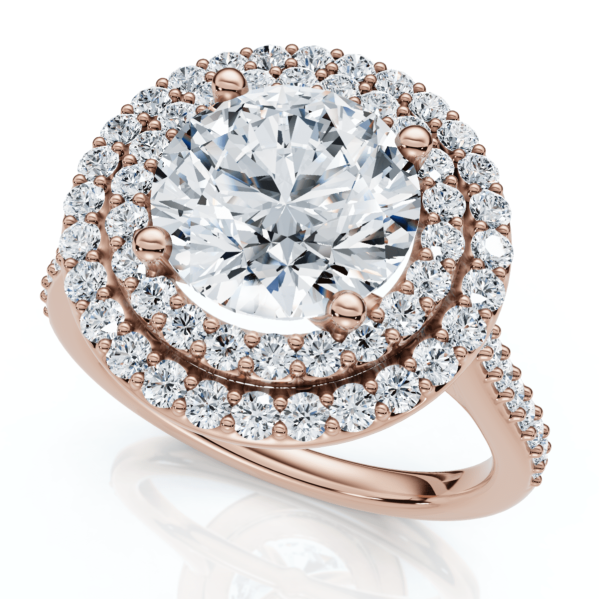 Pompeii Certified 2 1/2Ct Double Halo Diamond Engagement Ring 14k Gold ...