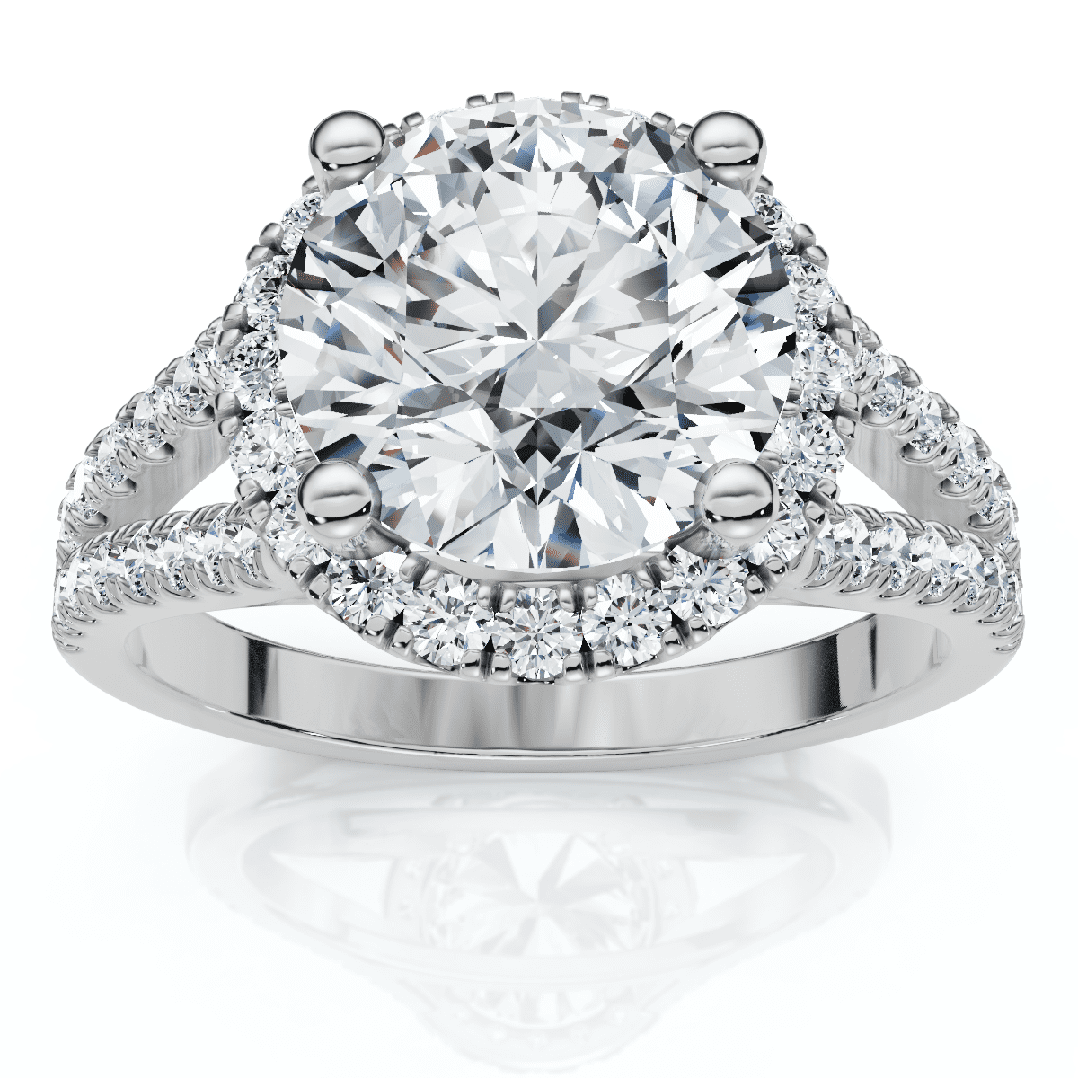 Pompeii Certified 2 1/2Ct Halo Split Shank Diamond Engagement Ring 14k ...