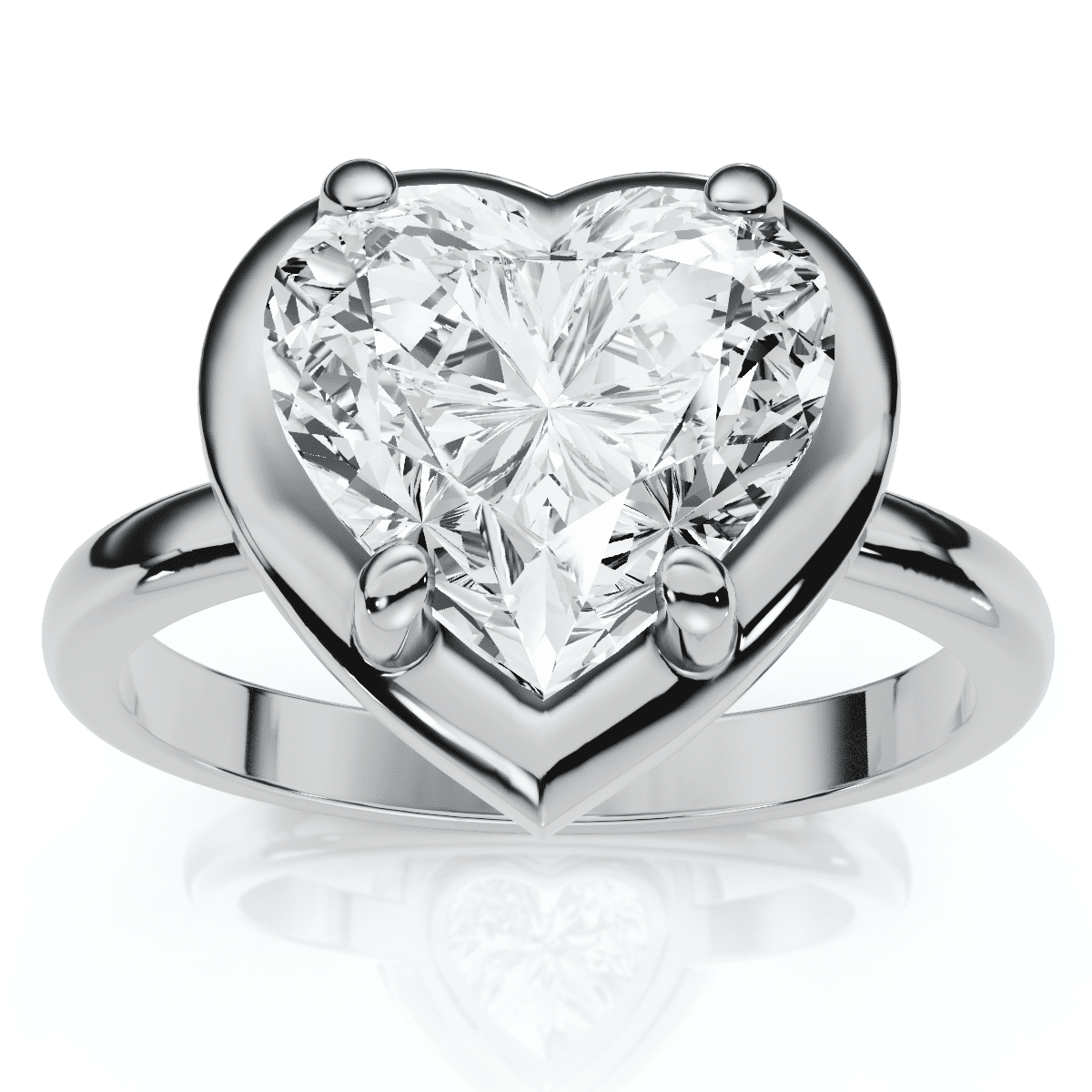 Pompeii Certified 2 1/2Ct Heart Diamond Button Engagement Ring 14k Gold or Pt Lab Grown ...
