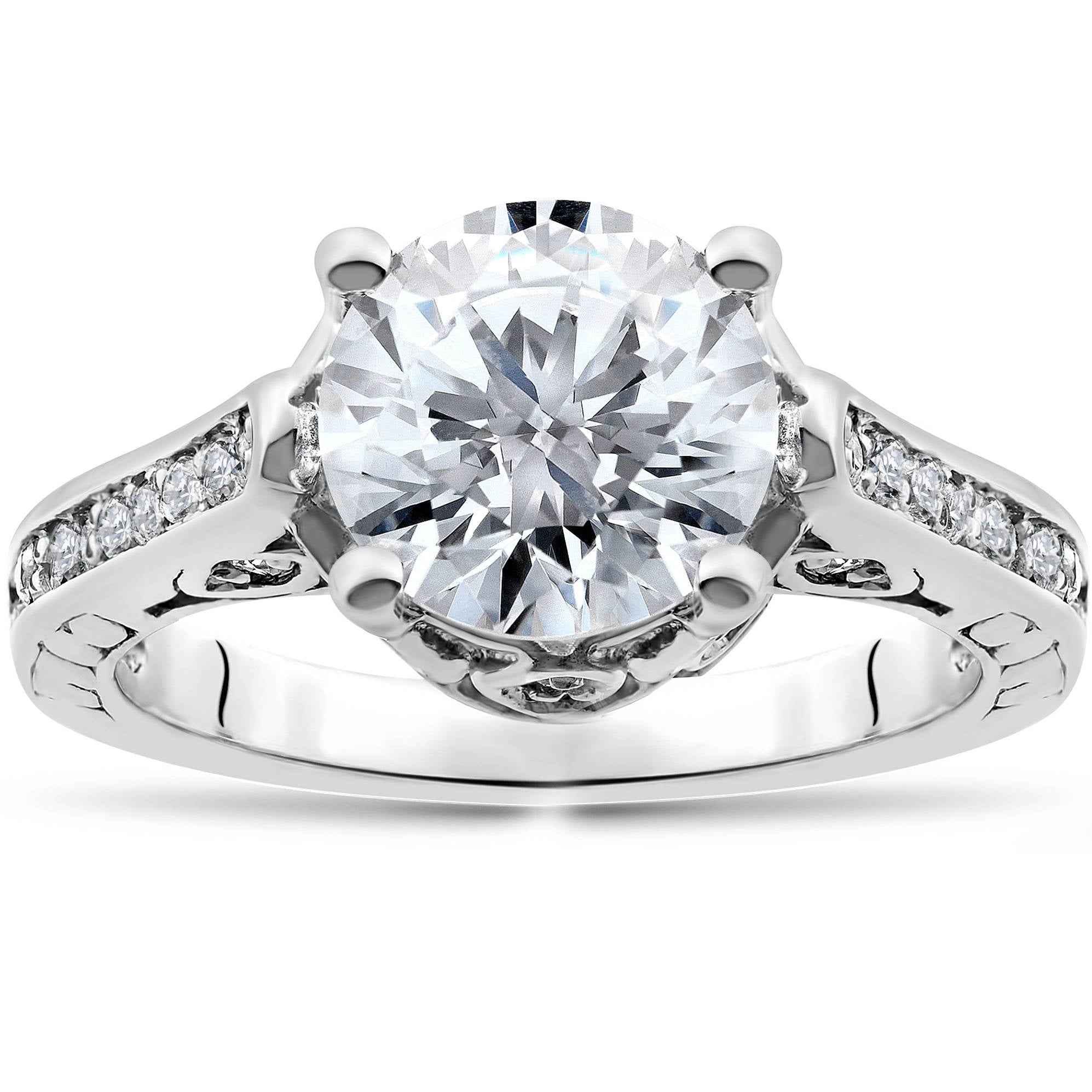 Pompeii Certified 2 1/3Ct Diamond Engagement Ring 14k White Gold Lab Grown (G/H,VS2-SI1 ...