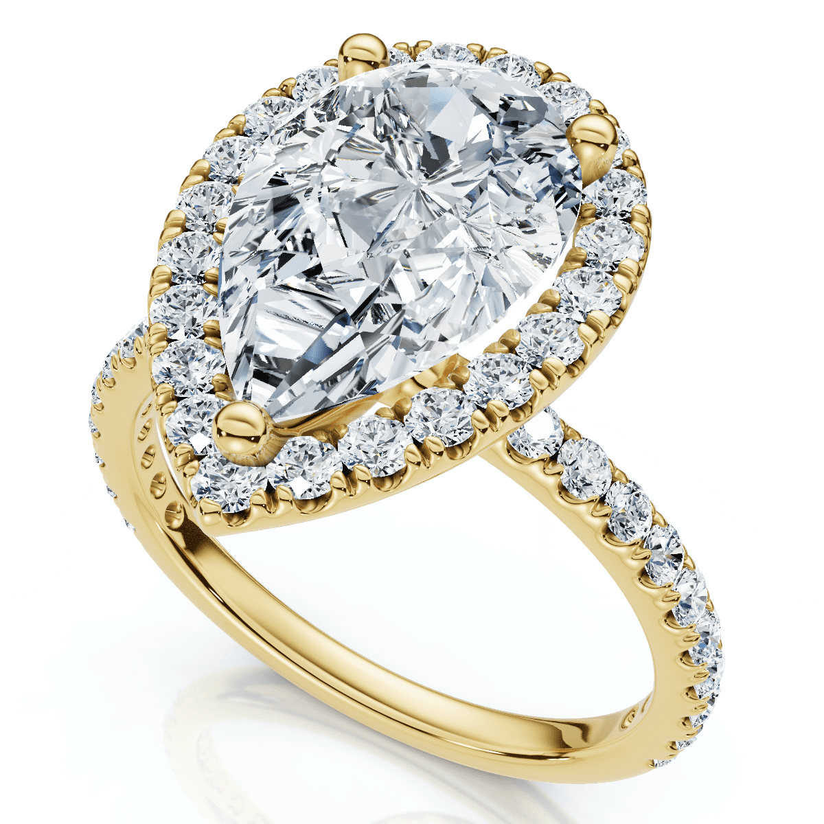Pompeii Certified 2 1/3Ct Pear Diamond Engagement Ring Halo 14k Gold or ...