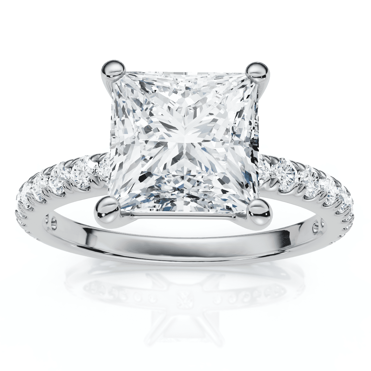 Pompeii Certified 2 1/3Ct Princess Cut Diamond Engagement Ring 14k Gold ...