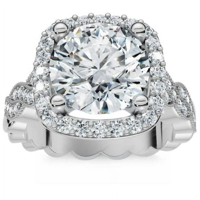 Pompeii Certified 2 1/4Ct Cushion Halo Twisted Band Engagement Ring 14k Gold Lab Grown - Walmart.com