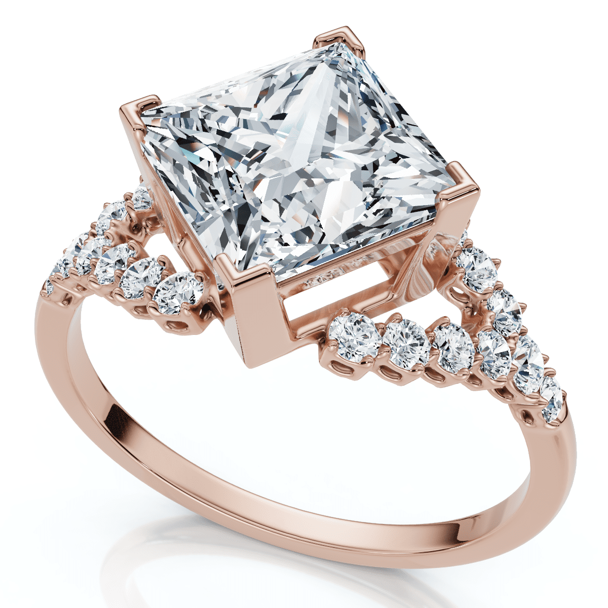 Pompeii Certified 2.25Ct Princess Cut Diamond Engagement Ring 14k Gold ...