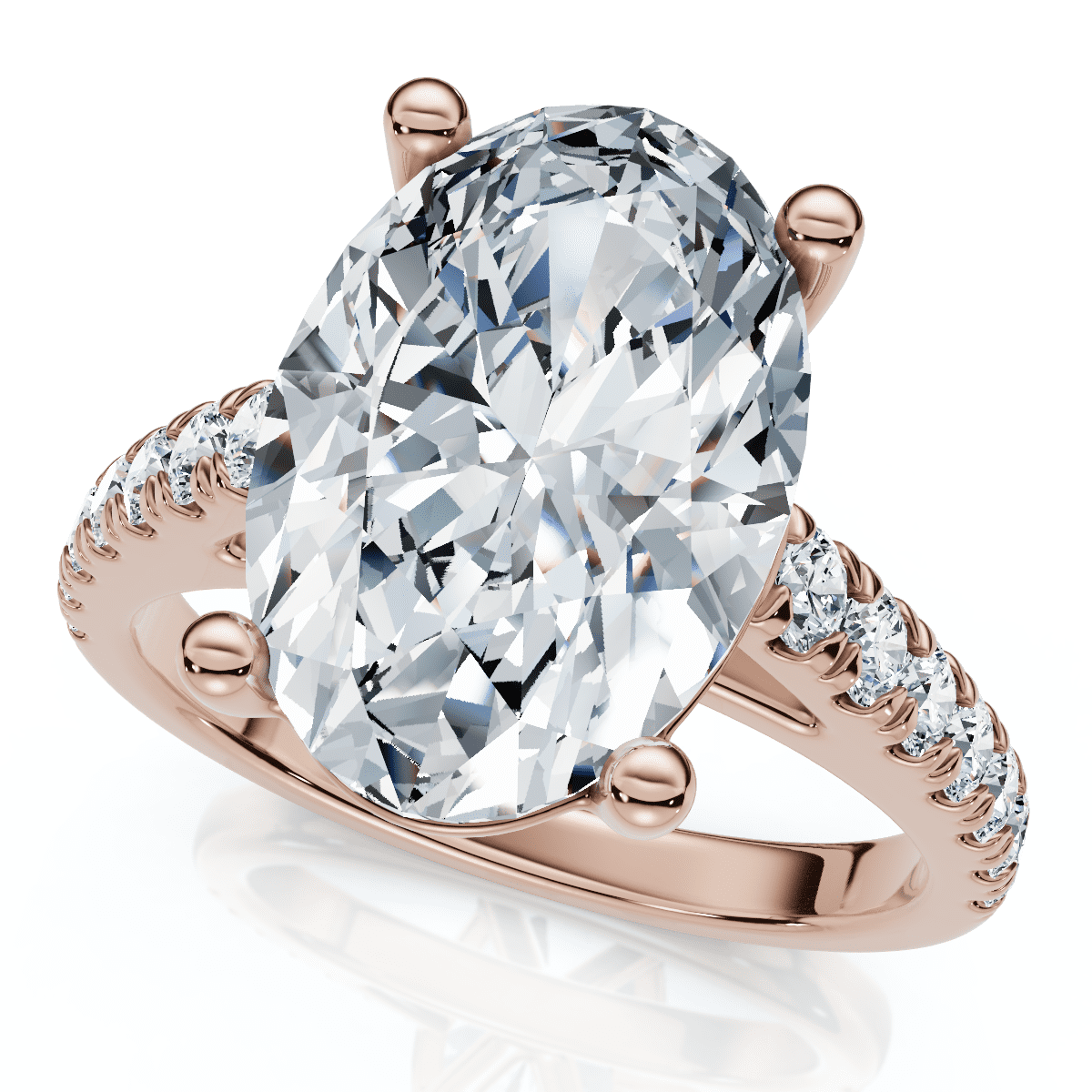 Pompeii Certified 2 3/4Ct Oval Accent Diamond Engagement Ring 14k Gold ...