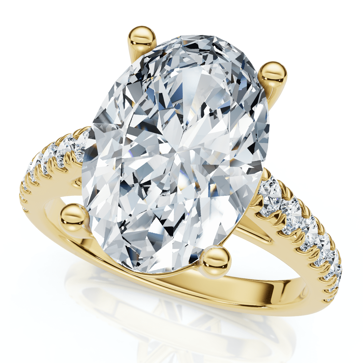 Pompeii Certified 2 3/4Ct Oval Accent Diamond Engagement Ring 14k Gold ...