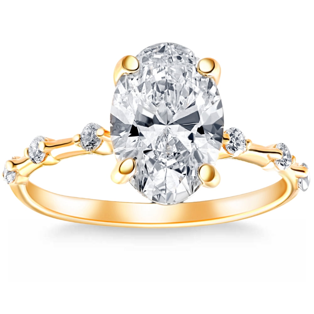 Pompeii Certified 2 3/4Ct TW Oval Diamond Engagement Ring Lab Grown 14k Gold (G/H,VS2-SI1 ...
