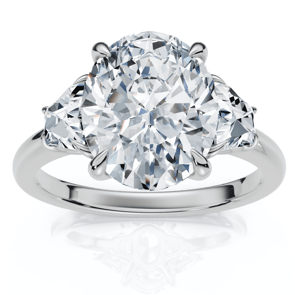 Pompeii Certified 2.63Ct Oval & Trapezoid Diamond Ring 14k Gold or Platinum Lab Grown - Walmart.com