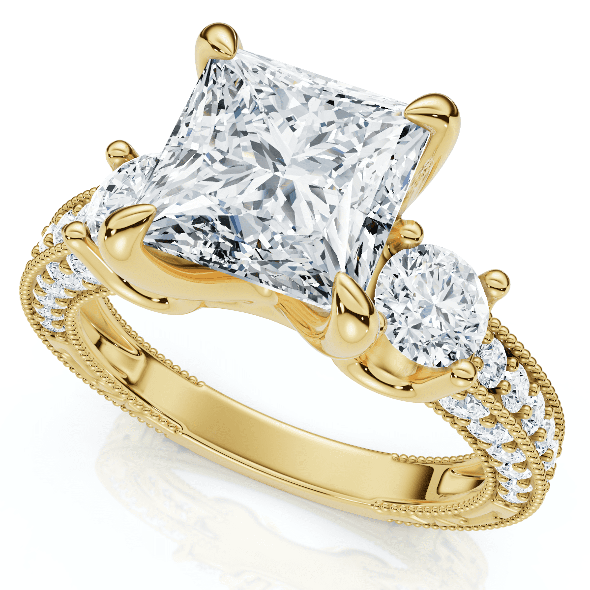 Pompeii Certified 2.70Ct Princess Cut Diamond Engagement Ring 14k Gold ...