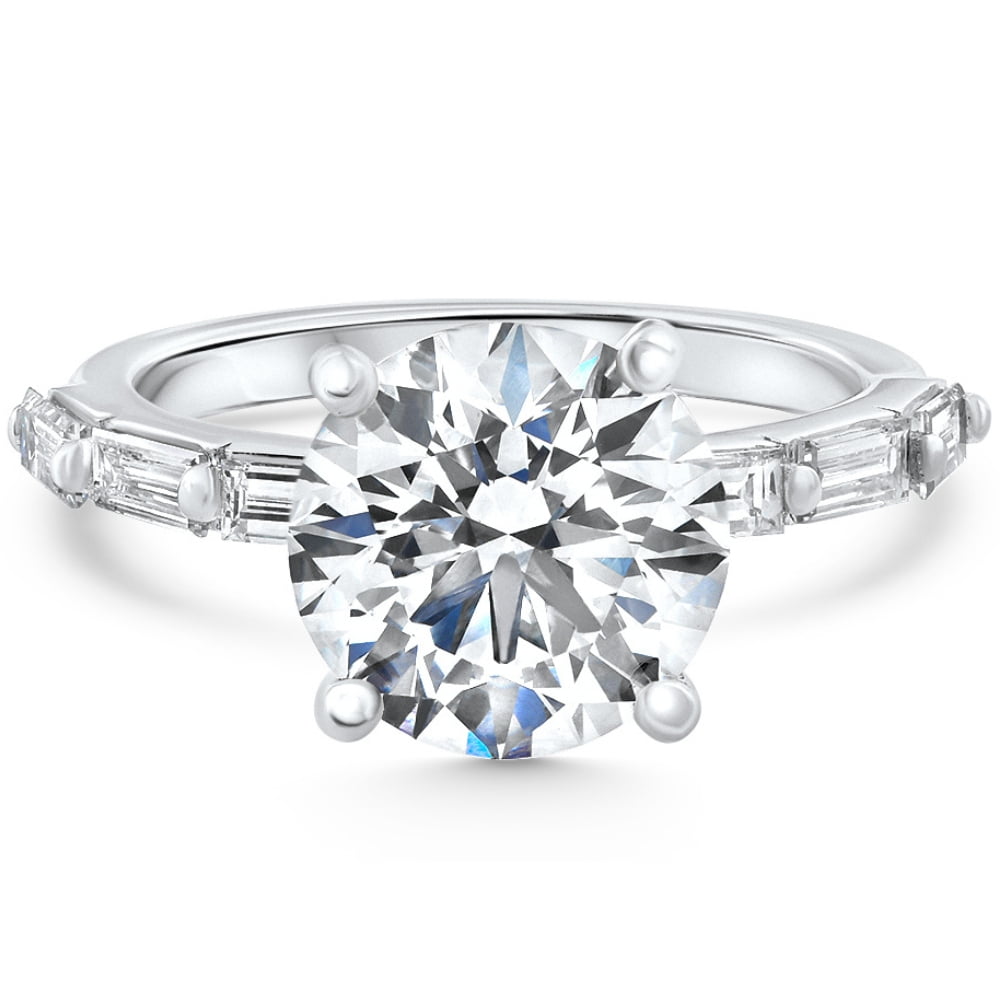Pompeii Certified 2.75-6.75Ct Round Baguette Diamond Engagement Ring Gold Lab Grown - Walmart.com