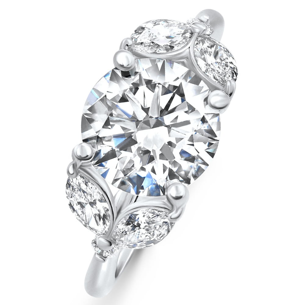 Pompeii Certified 2.75-6.75Ct Round Marquise Diamond Engagement Ring 14k Gold Lab Grown ...