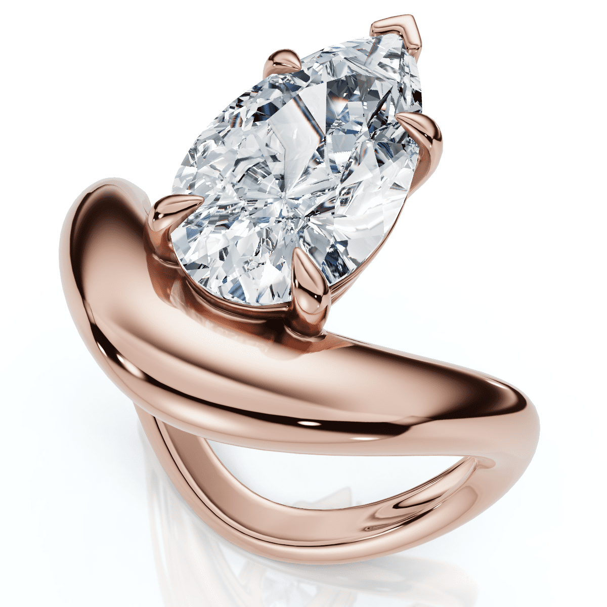 Pompeii Certified 2Ct Minali Curved Pear Diamond Engagement Ring 14k ...