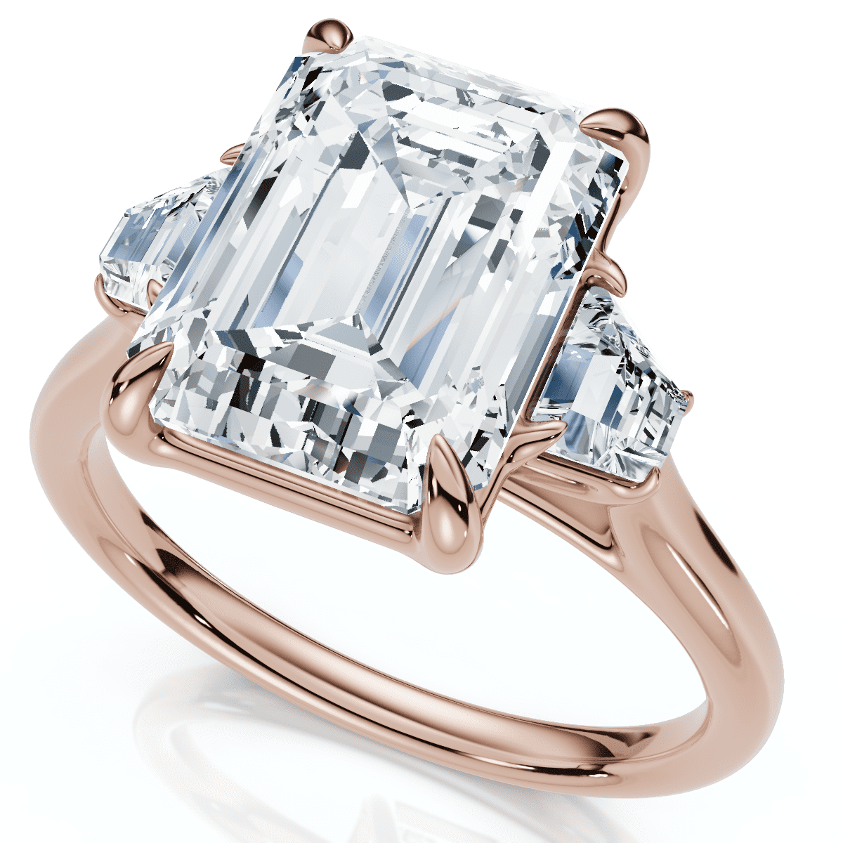 Pompeii Certified 3 1/2Ct Emerald Cut & Baguette Engagement Ring 14k Gold/Pt Lab Grown - Walmart.com