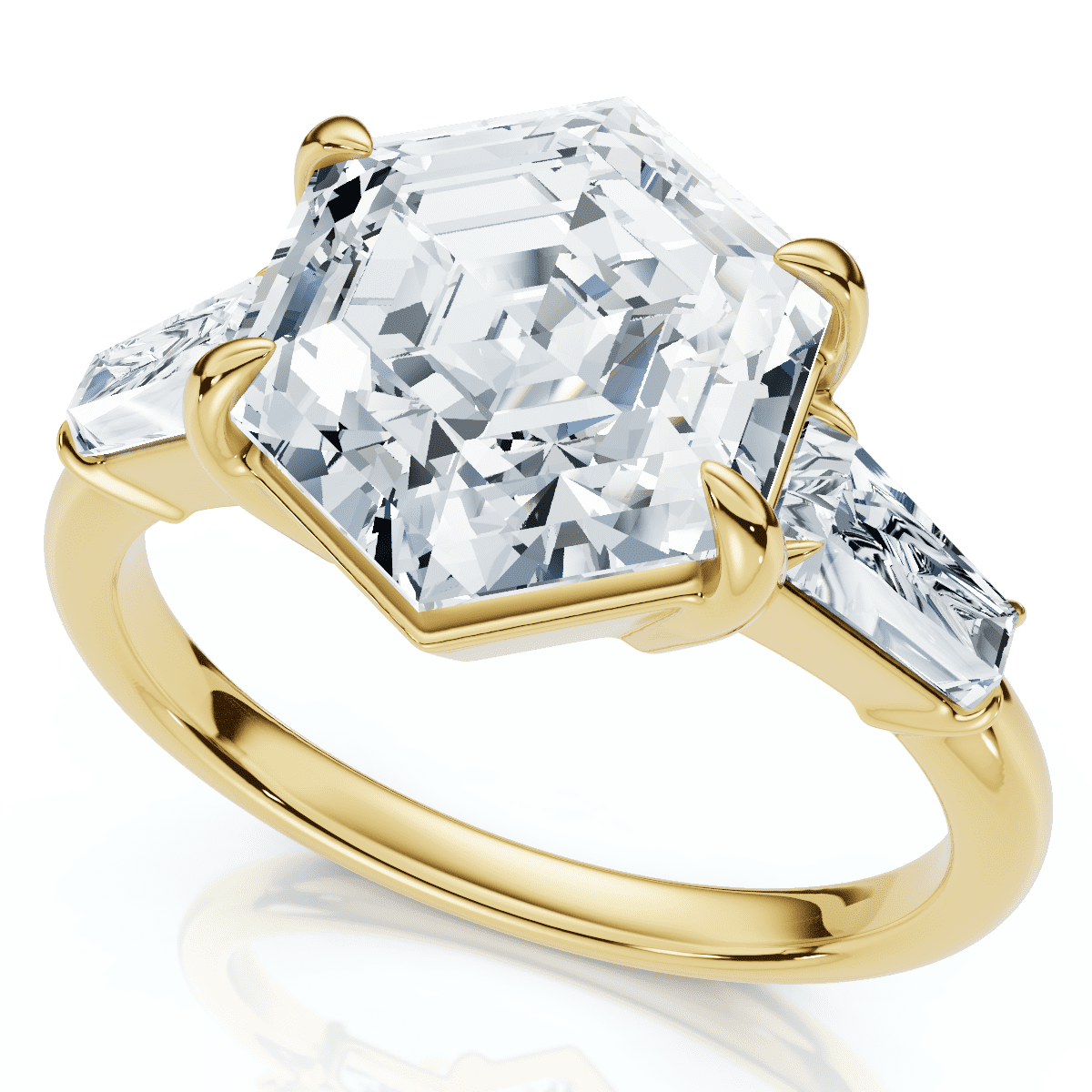 Pompeii Certified 3 1/2Ct Hexagon Diamond Engagement Ring 14k Gold or Platinum Lab Grown ...