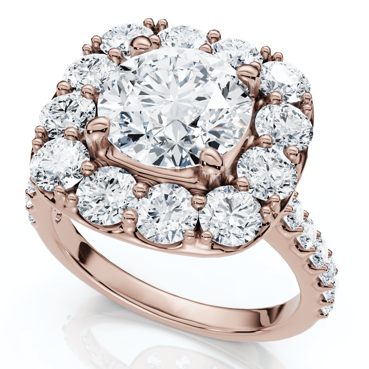 Pompeii Certified 3 1/2ct Cushion Halo Diamond Engagement Ring 14k Gold or Pt Lab Grown ...