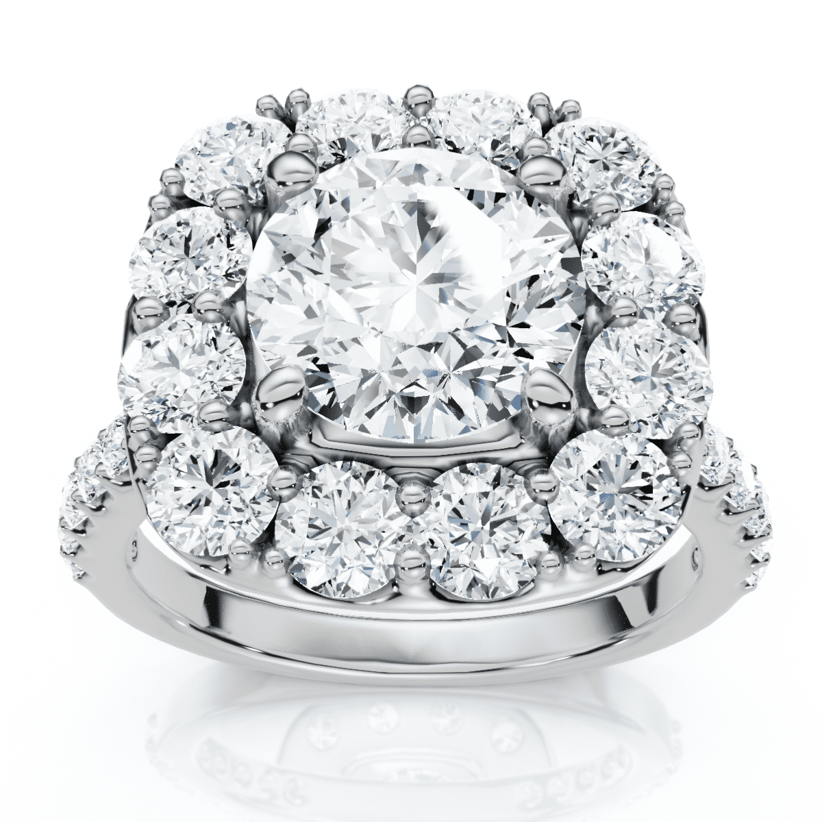 Pompeii Certified 3 1/2ct Cushion Halo Diamond Engagement Ring 14k Gold or Pt Lab Grown ...