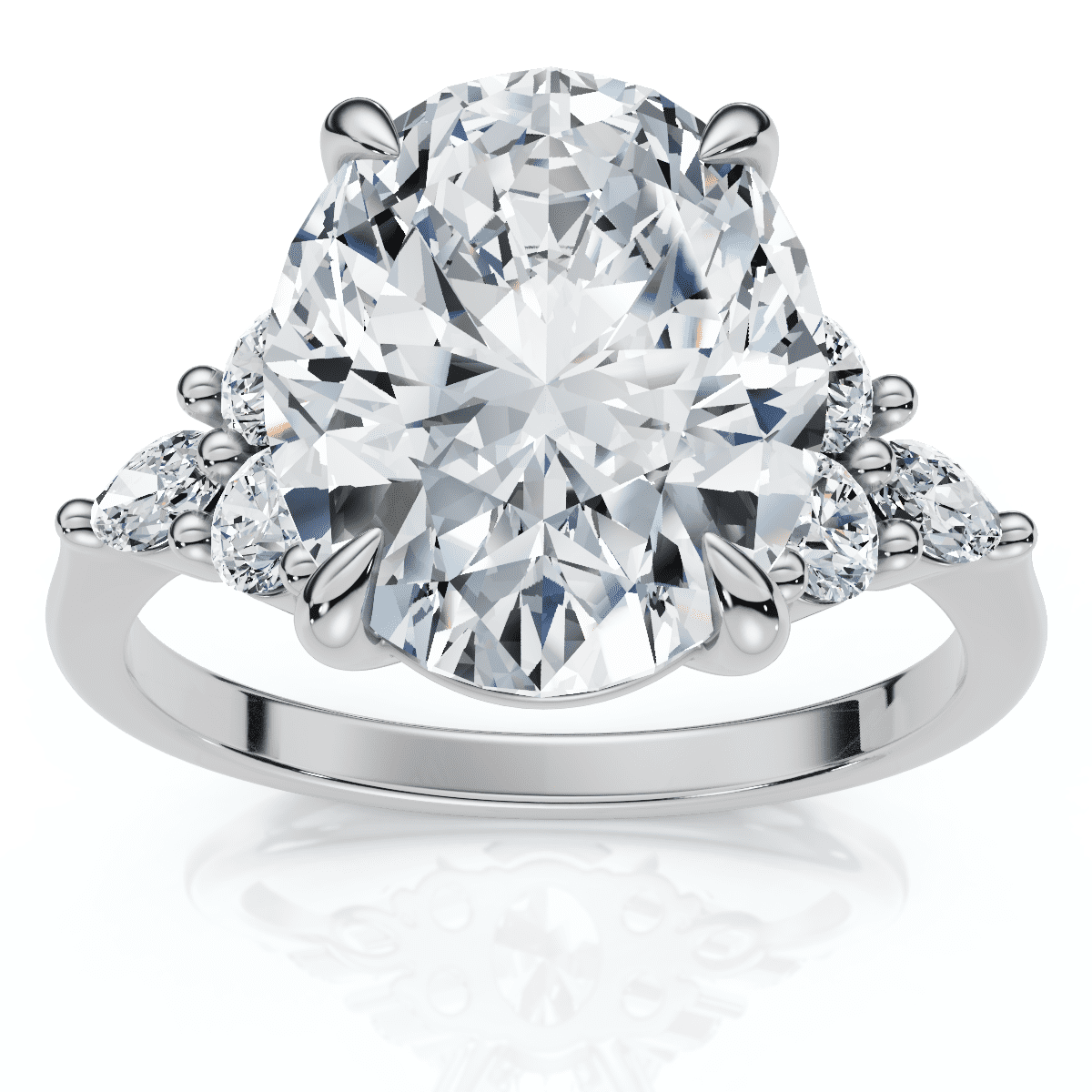 Pompeii Certified 3 1/3Ct Versailles Oval Engagement Ring 14k Gold or Platinum Lab Grown ...