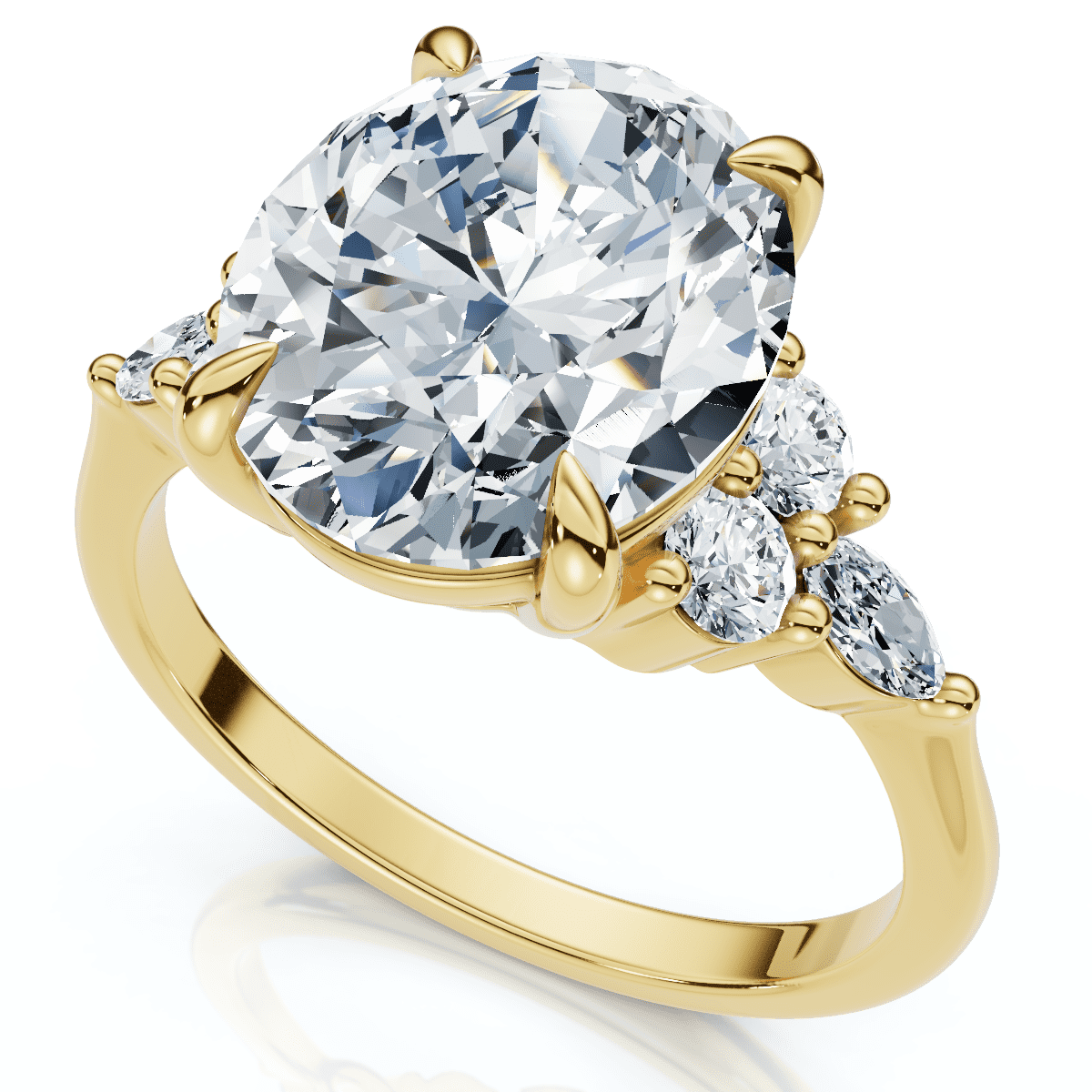 Pompeii Certified 3 1/3Ct Versailles Oval Engagement Ring 14k Gold or ...