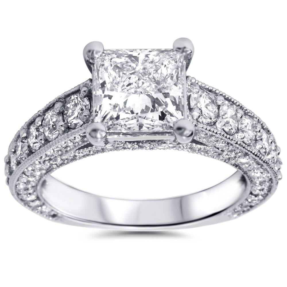 Pompeii Certified 3 3/4ct Princess Cut Lab Grown Diamond Engagement ...