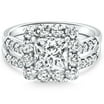 Pompeii 1 1/6ct Princess Cut Cushion Halo Diamond Engagement Ring Set 14K White Gold - Walmart.com