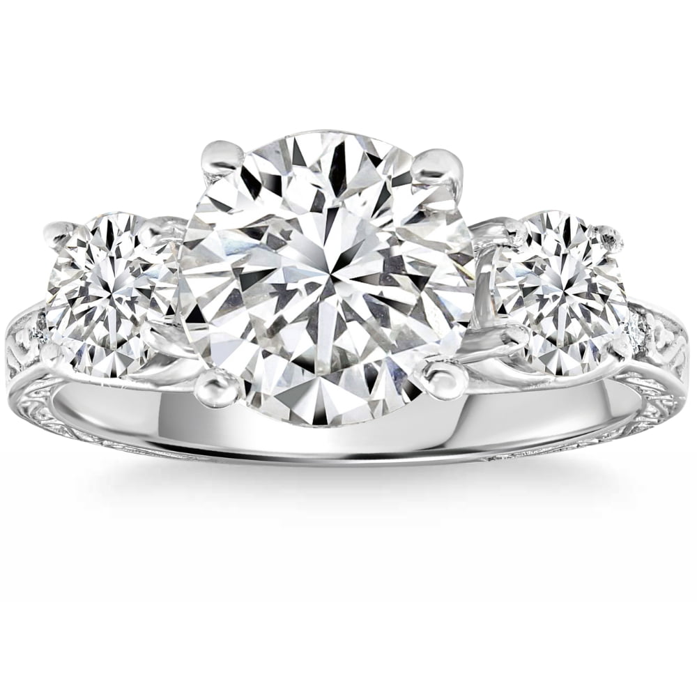 Pompeii Certified 3.58Ct Designer Engagement Round Diamond Ring White Gold Lab Grown - Walmart.com