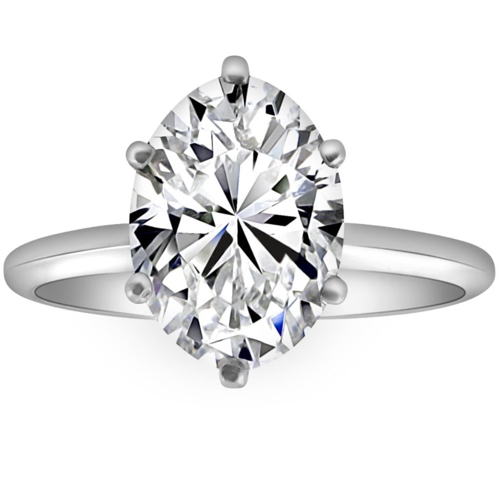 Pompeii3 3CT Oval Lab Grown Diamond Engagement Ring, Platinum 6-Prong ...