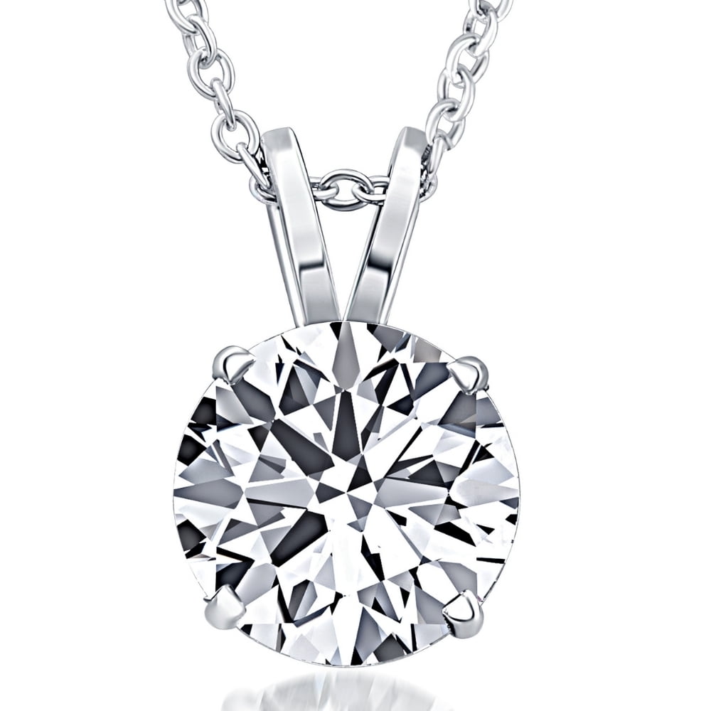 Pompeii Certified 3Ct Diamond Pendant 14k White Gold Lab Grown Necklace ...