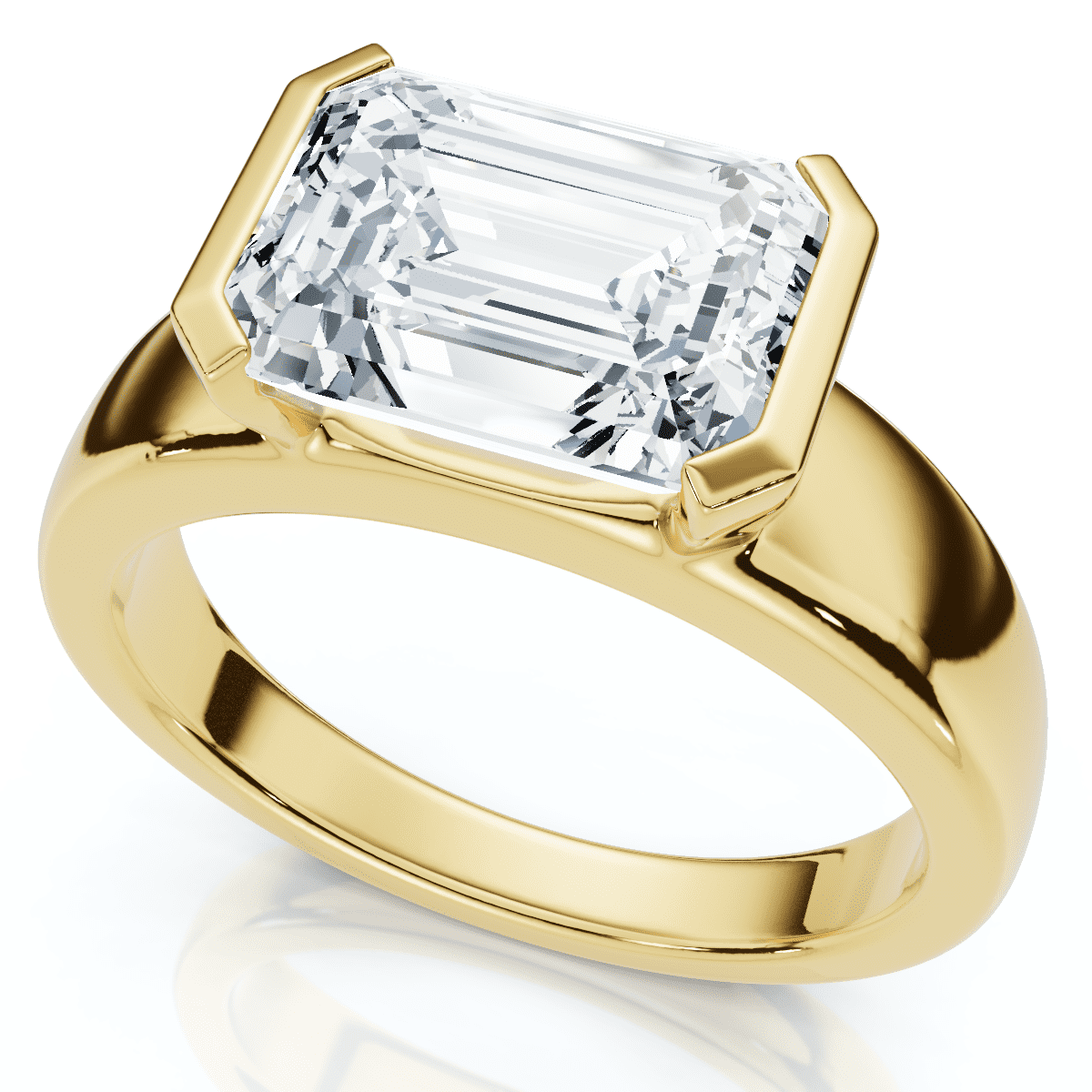 Pompeii Certified 3Ct East West Emerald Diamond Engagement Ring 14k ...
