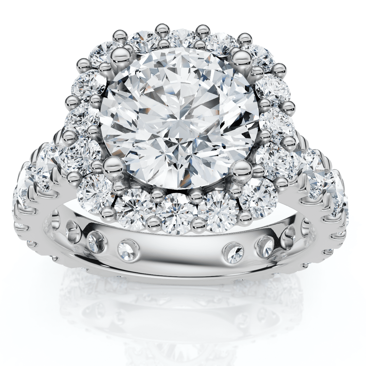Pompeii Certified 3Ct Lab Grown Cushion Halo Diamond Engagement Ring ...